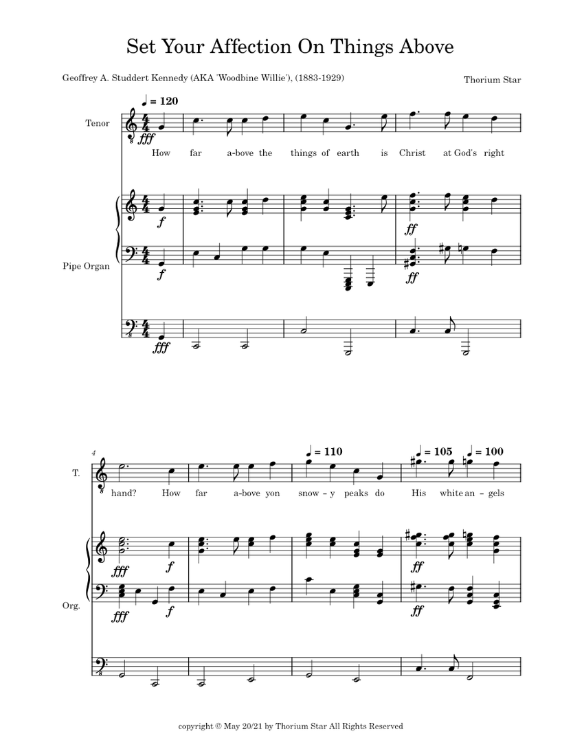 Set Your Affection On Things Above Sheet music for Tenor, Organ (Mixed ...