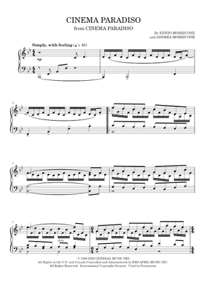 Cinema Paradiso – Ennio Morricone , for Flute, Cello and Piano Sheet ...