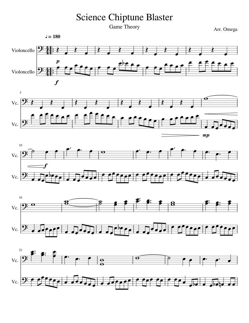 Science Chiptune Blaster - Game Theory Sheet music for Cello (String ...
