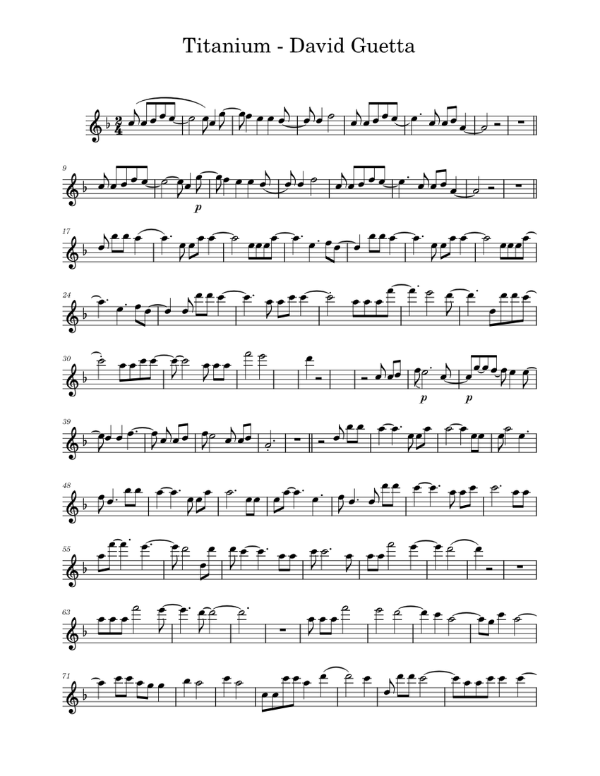 Titanium David Guetta Bb Sheet music for Piano (Solo) Easy | Musescore.com
