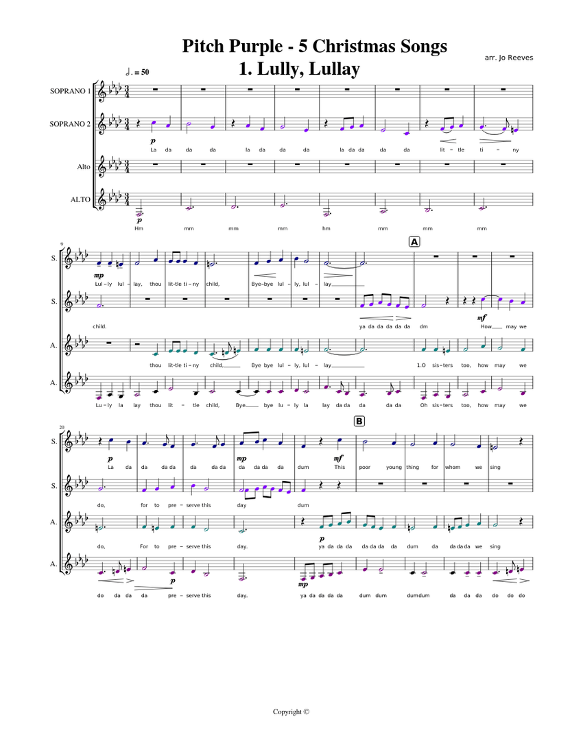 Pitch Purple - 5 Christmas Songs Sheet Music for Soprano, Alto (Choral ...