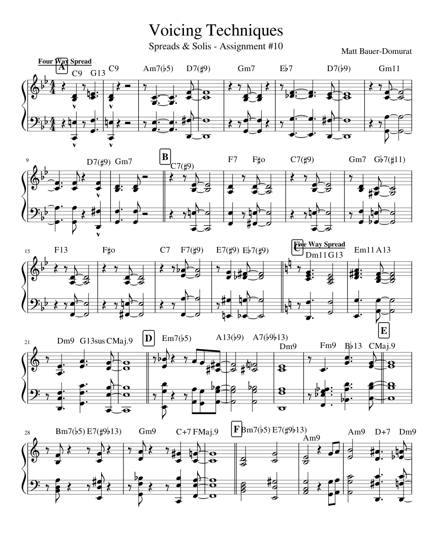 Voicing Techniques Assignment #10 Sheet music for Piano (Piano Four ...