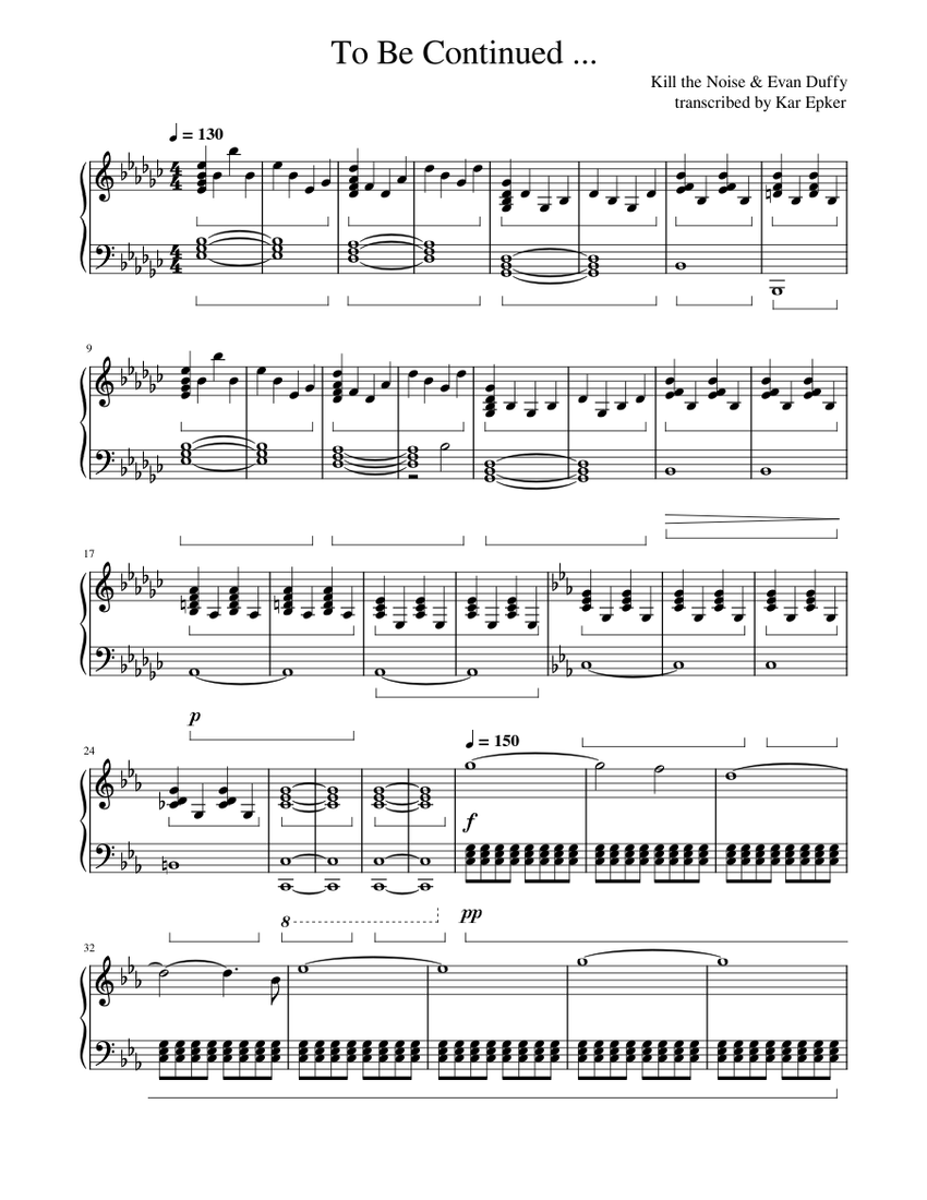 To Be Continued ... - Evan Duffy Sheet Music for Piano (Solo ...