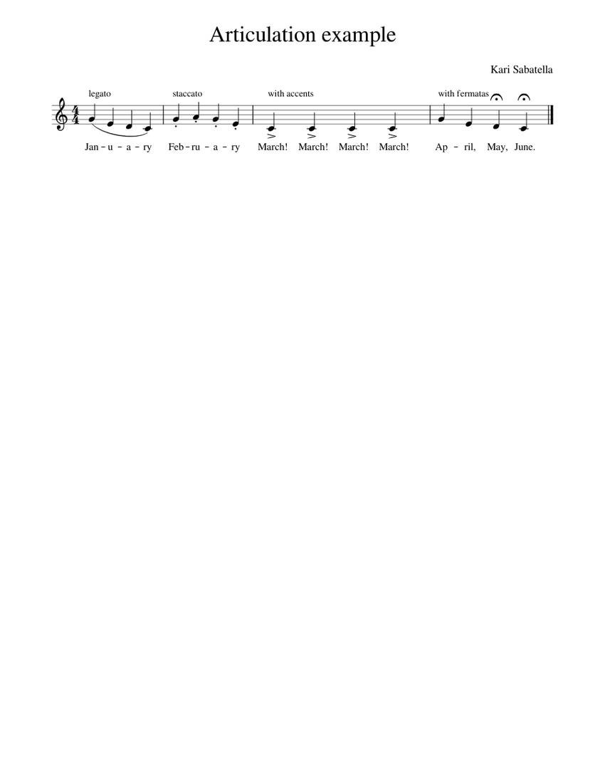Articulation example Sheet music for Piano (Solo) | Musescore.com