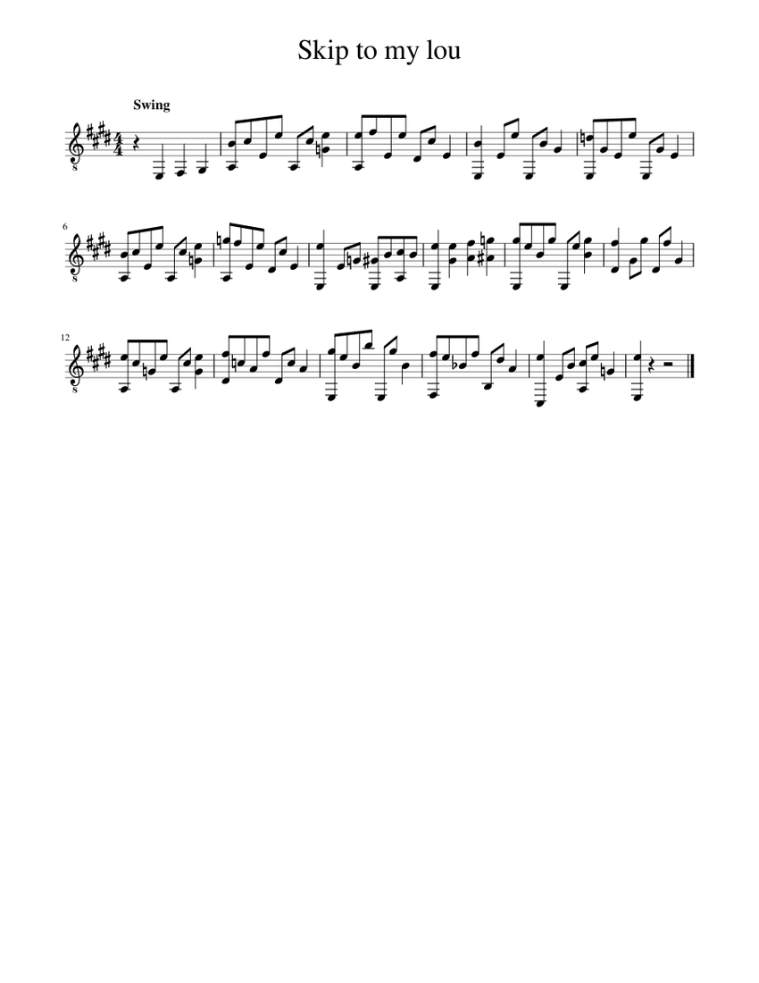 Skip to my lou – Misc Traditional Sheet music for Guitar (Solo ...