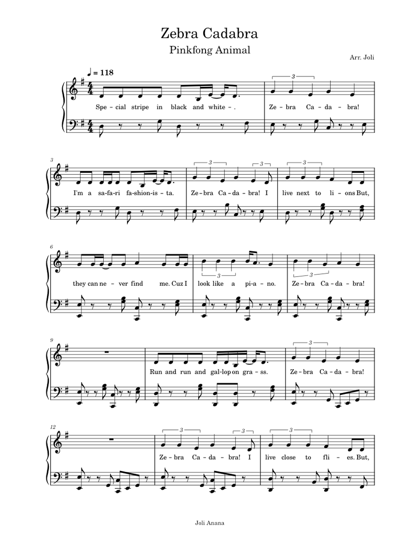 Zebra Cadabra Sheet music for Piano (Solo) Easy | Musescore.com