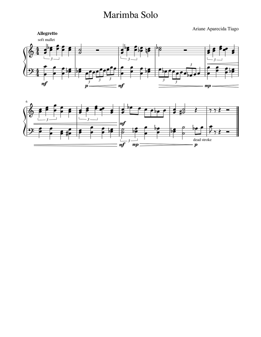 Marimba - Copia Sheet Music for Marimba (Solo) | MuseScore.com