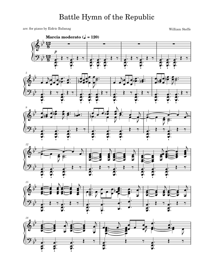 Battle Hymn of the Republic Sheet music for Piano (Solo) | Musescore.com