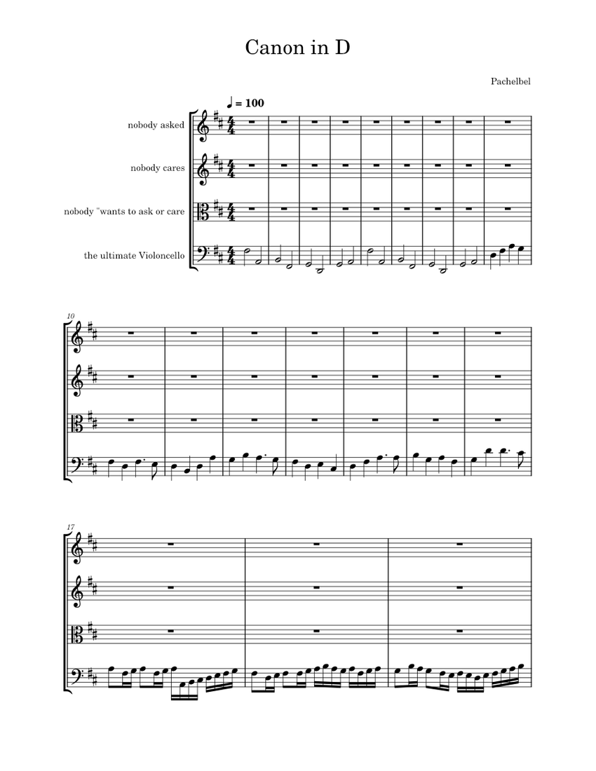 Cannon in D – Johann Pachelbel CANON-IN-D Sheet music for Violin, Viola ...