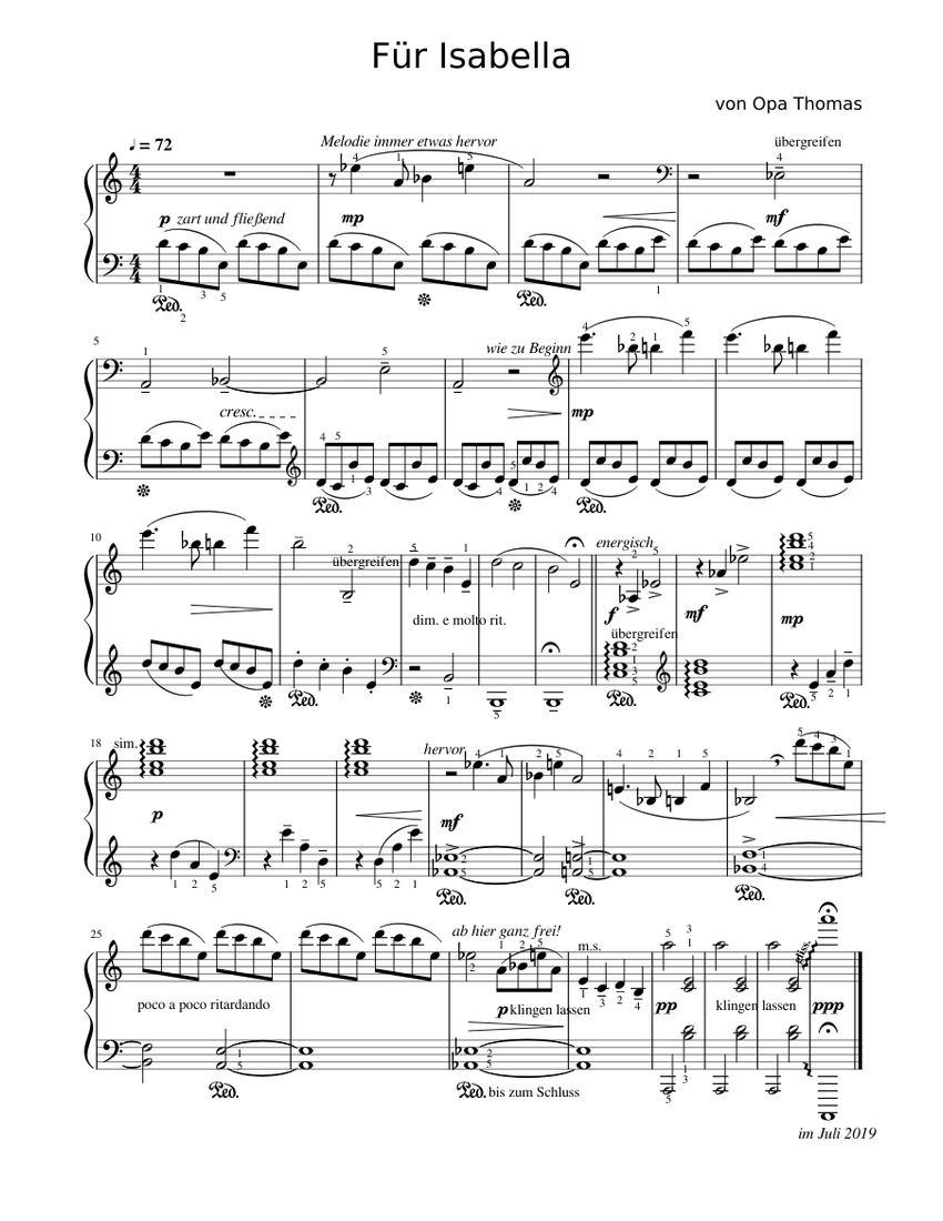 Isabella s song Sheet music for Piano (Solo) Easy | Musescore.com
