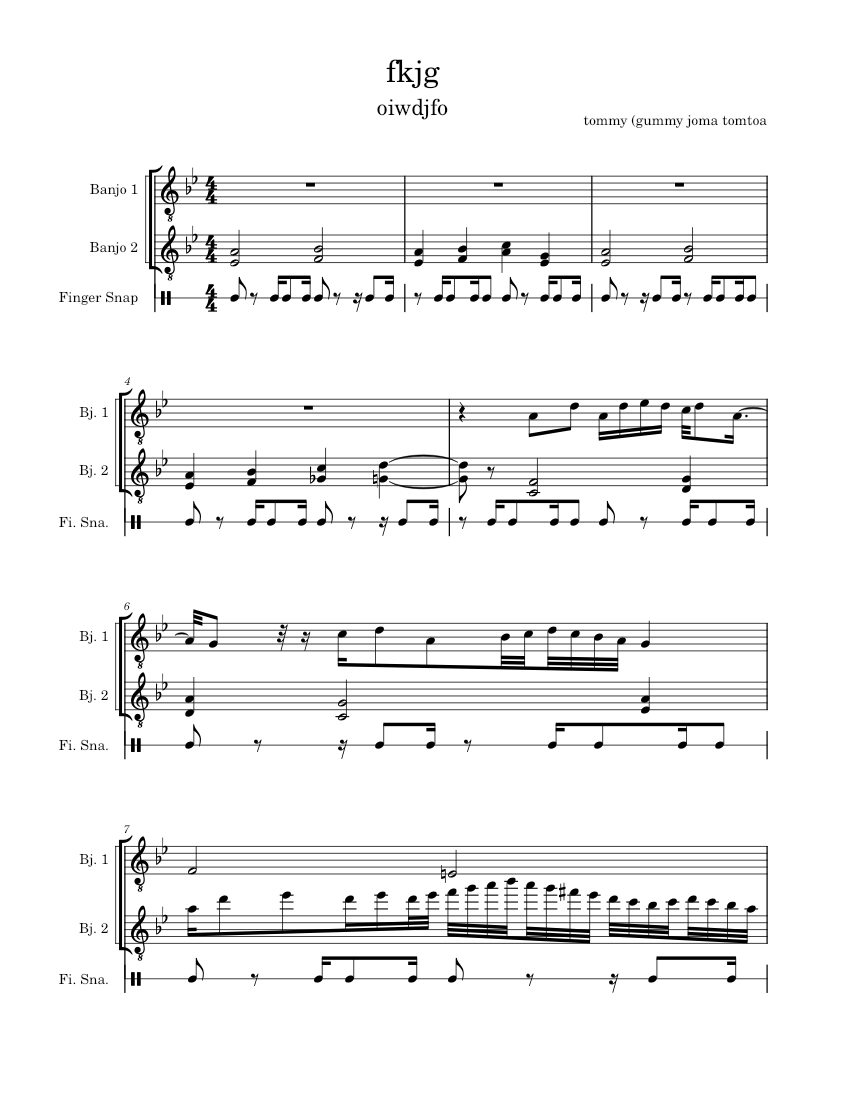 fkjg Sheet music for Banjo, Snap (Mixed Trio) | Musescore.com