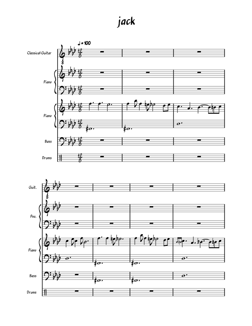jack Sheet music for Piano, Guitar, Bass guitar, Drum group (Mixed ...