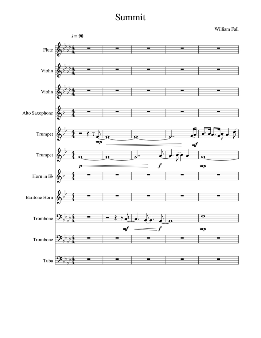 Summit (Original Composition) Sheet music for Trombone, Tuba, Flute ...
