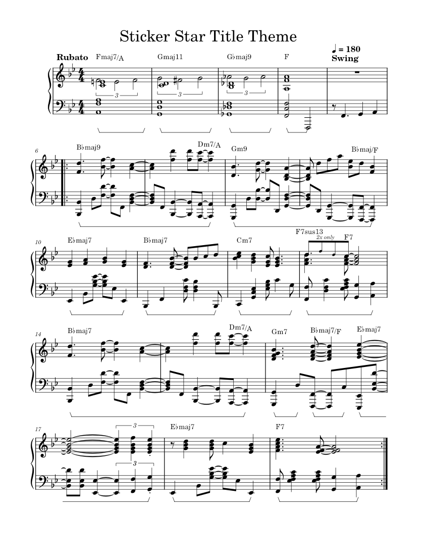 Paper Mario Sticker Star Theme – WIP Sheet Music with Chords for Piano ...