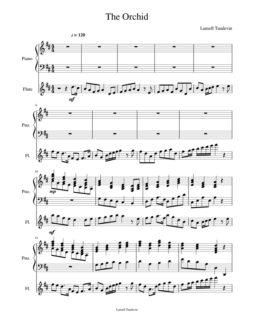 The Orchid Sheet music for Piano, Flute (Solo) | Musescore.com
