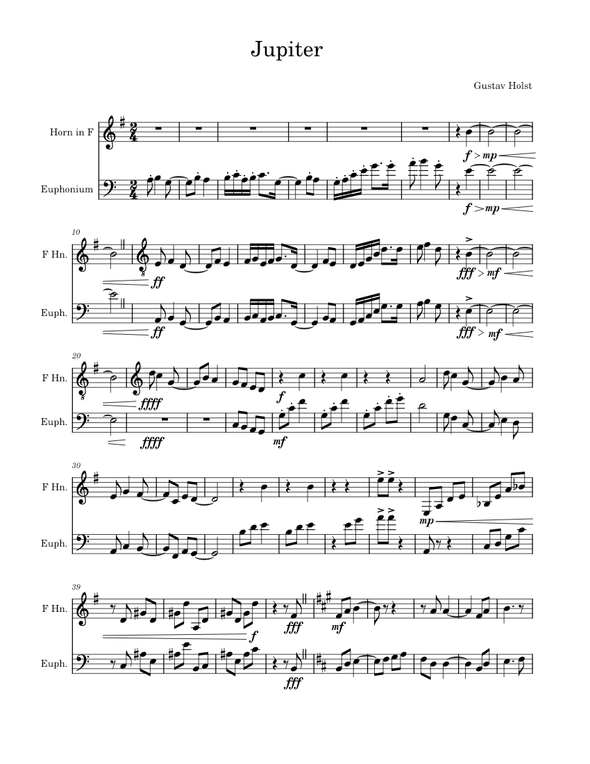 Jupiter, The Bringer Of Jollity – Gustav Holst Jupiter Sheet Music for ...