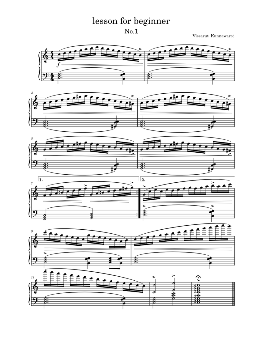 lesson for beginner by me (No.1) Sheet music for Piano (Solo ...