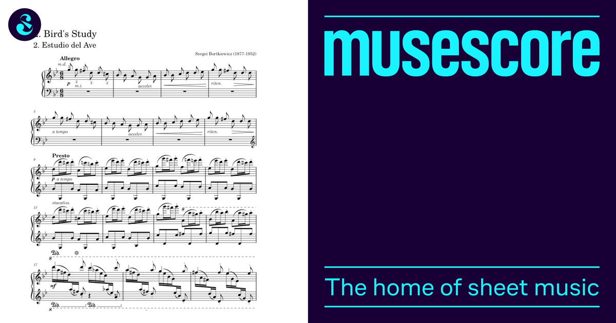 Impressions Op.4, N°2 "Bird's Study" – Sergei Bortkiewicz Sheet music ...