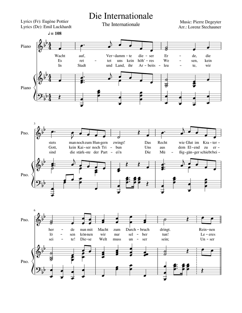Die Internationale Sheet Music for Piano (Solo) | MuseScore.com