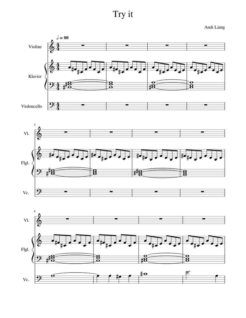 Try it Sheet music for Piano, Violin, Cello (Piano Trio) | Musescore.com