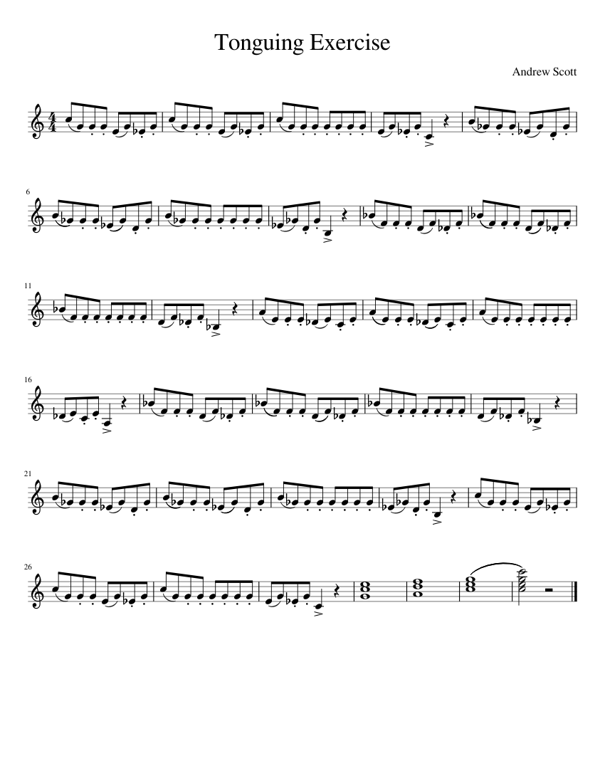 Tonguing Exercise Sheet Music for Trumpet in b-flat (Brass Ensemble ...