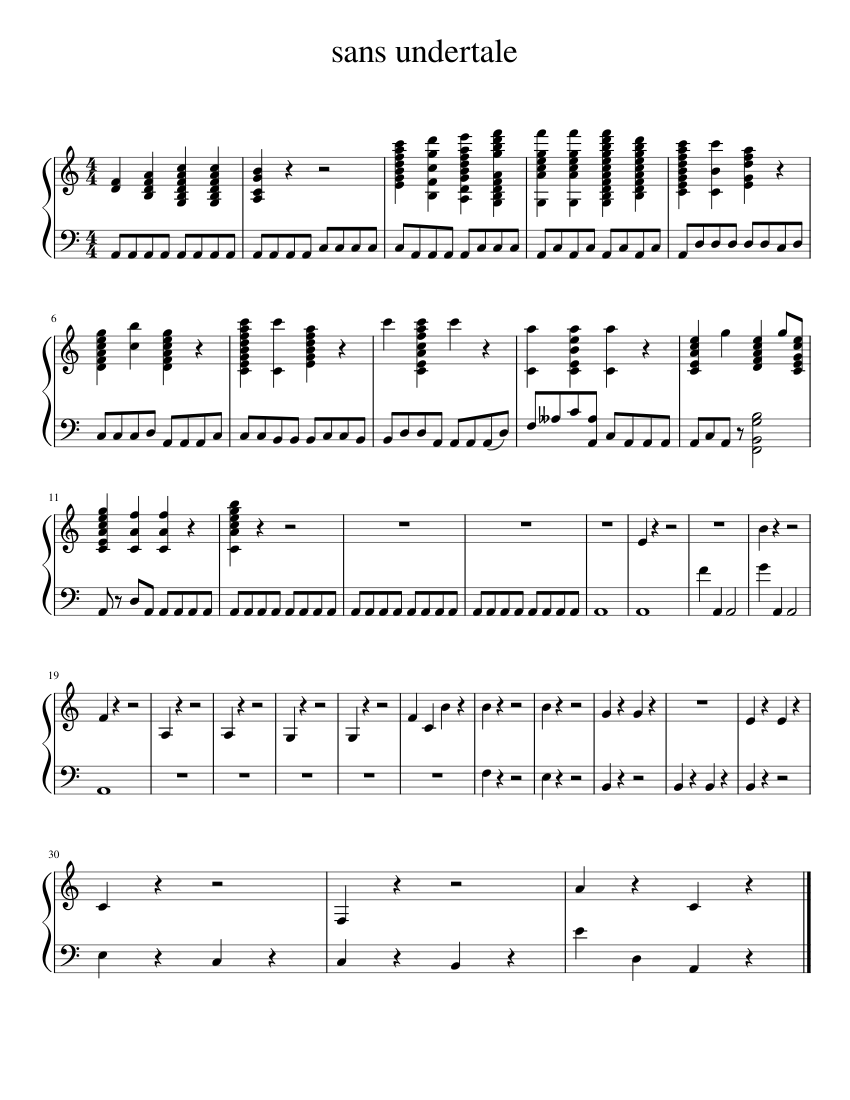 Sans undertale Sheet music for Piano (Solo) Easy | Musescore.com