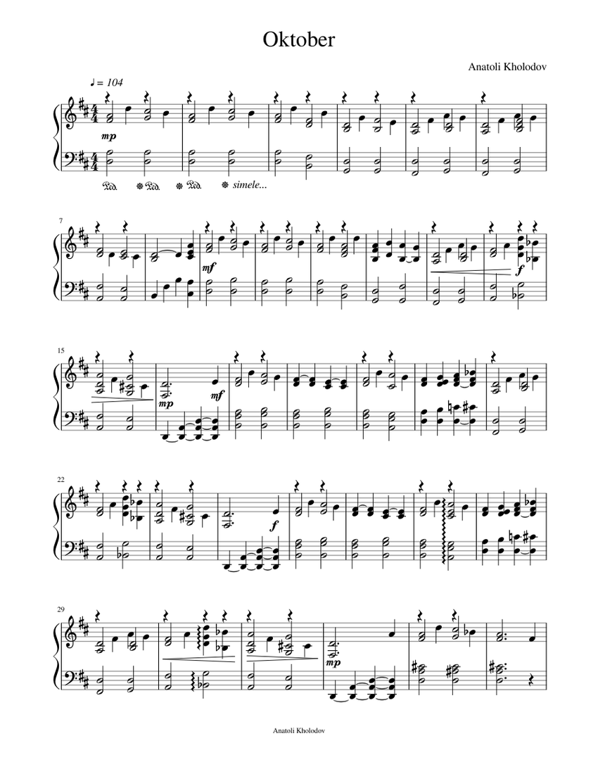 Oktober Sheet music for Piano (Solo) | Musescore.com