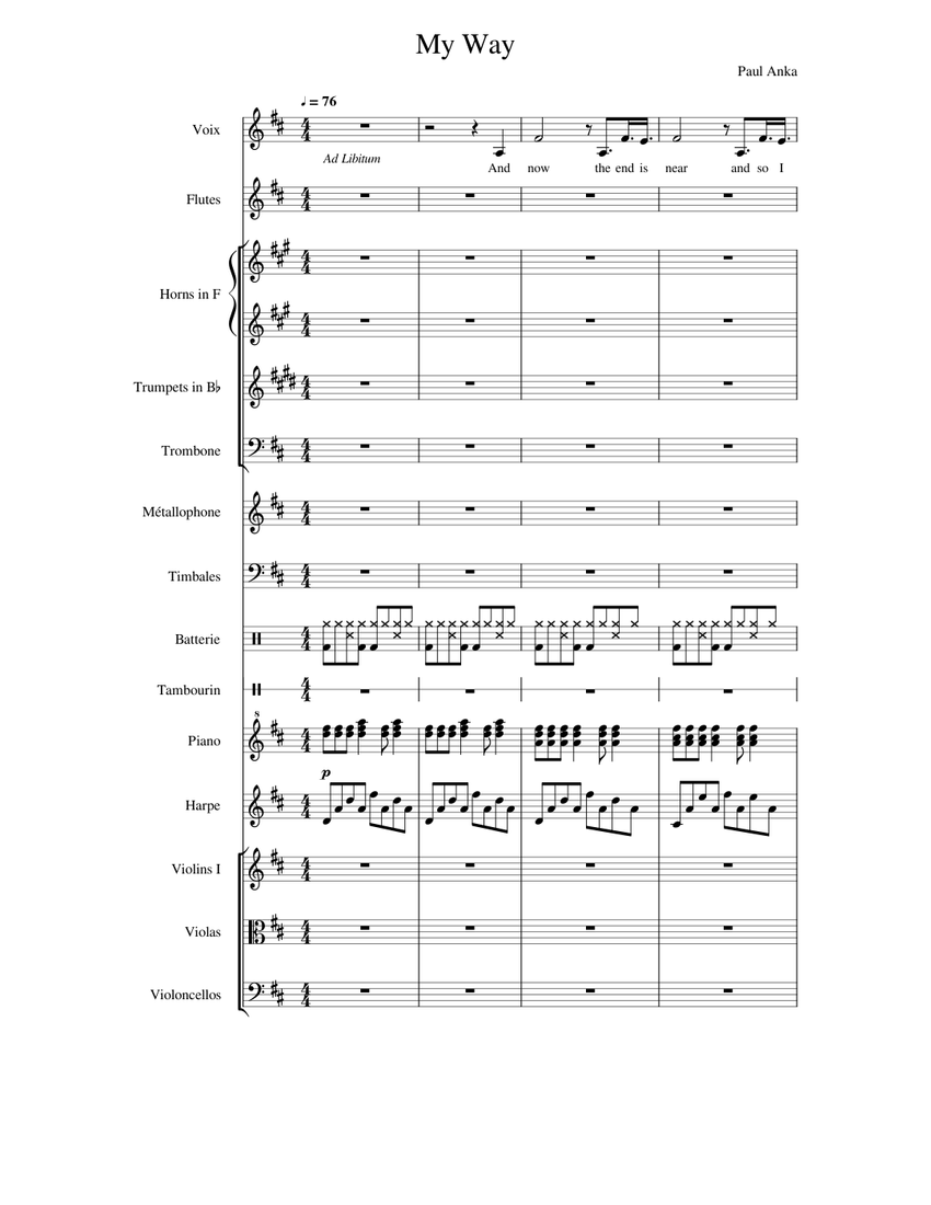 My Way Sheet Music for Piano, Trombone, Vocals, Tambourine & more ...