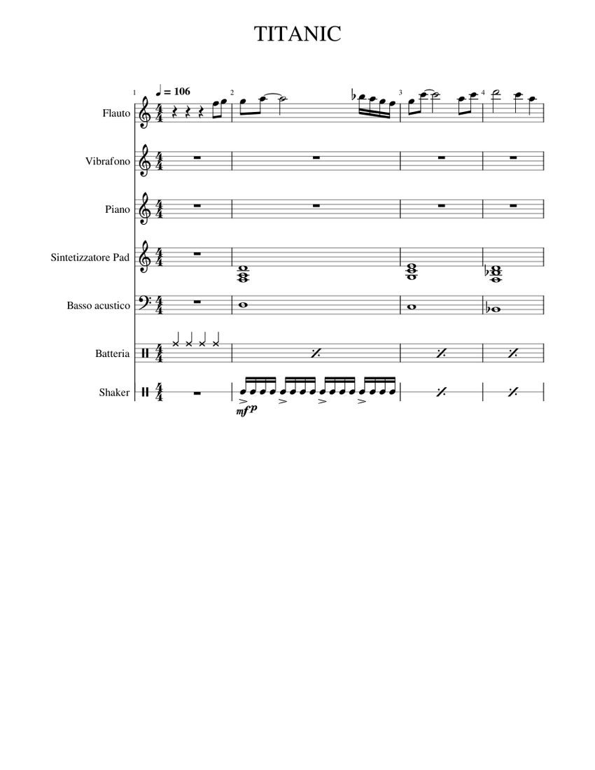 TITANIC - MY HEART WILL GO ON Sheet Music for Piano, Flute, Vibraphone ...