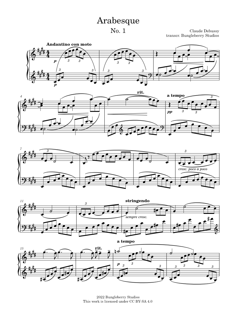 Arabesque No. 1 Sheet Music for Piano (Solo) | MuseScore.com