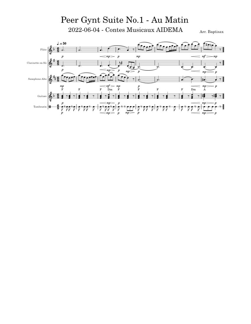 Morning Mood from Peer Gynt Suite No. 1 – Edvard Grieg Sheet music for ...