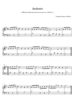 Andante - 18 Keyboard Sonatas or Lessons, Op.5, No.3, Mvmt.1 – Charles ...