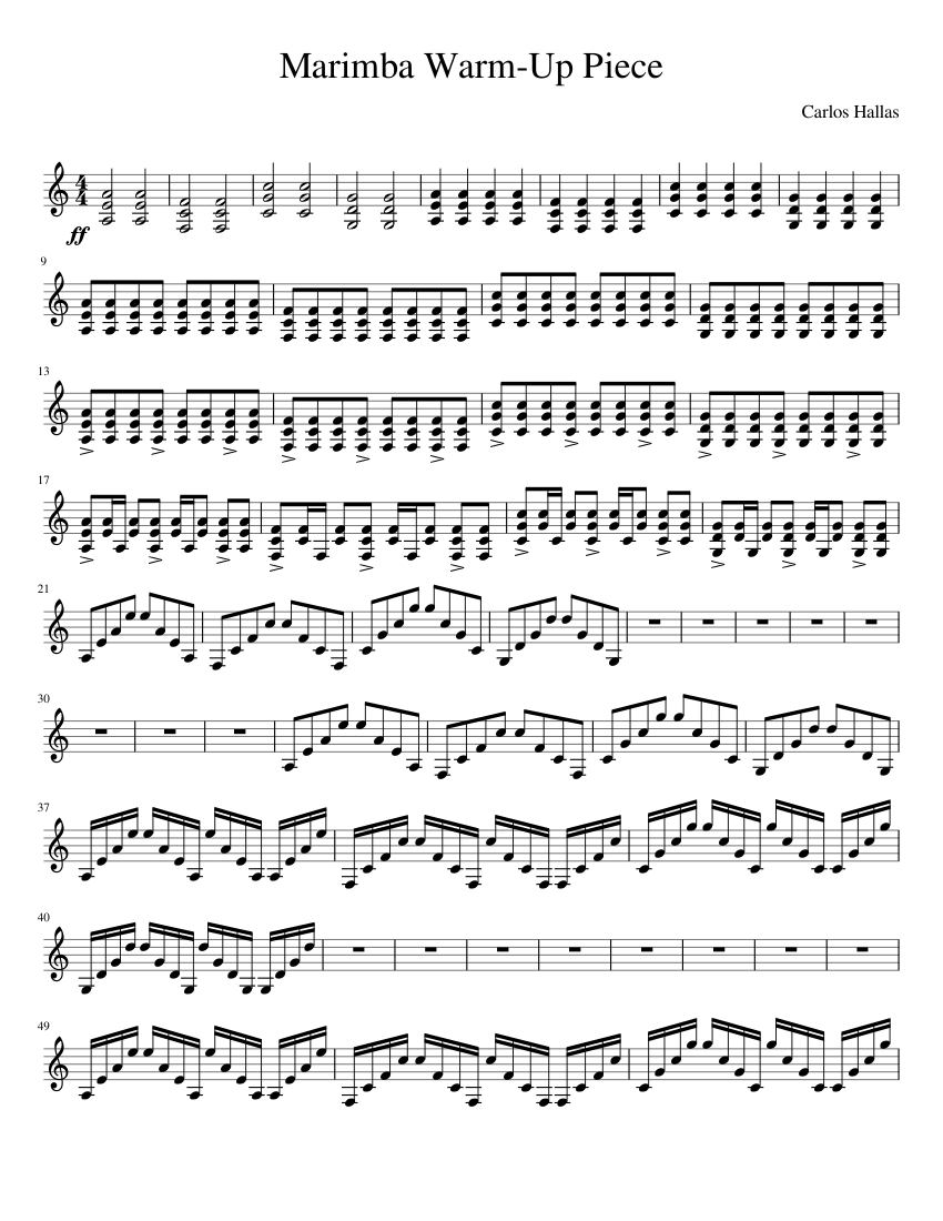 Marimba Warm Up Piece Sheet Music for Marimba (Solo) | MuseScore.com