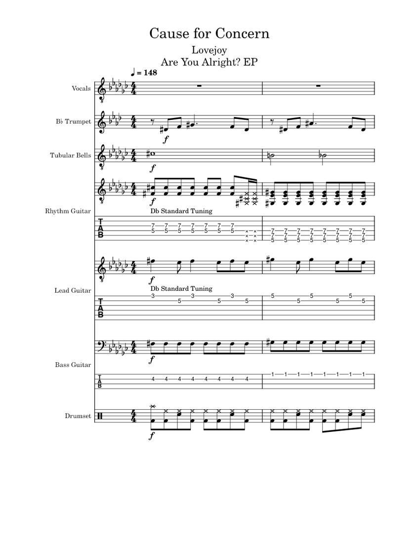 Cause for Concern – Lovejoy Sheet music for Kazoo, Trumpet in b-flat, Guitar, Bass guitar & more ...
