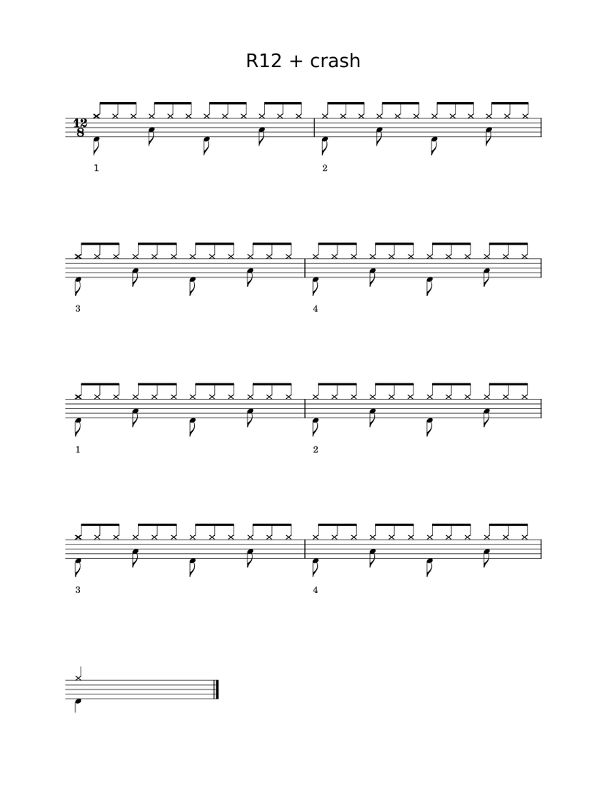 R12 + crash Sheet music for Drum group (Solo) | Musescore.com