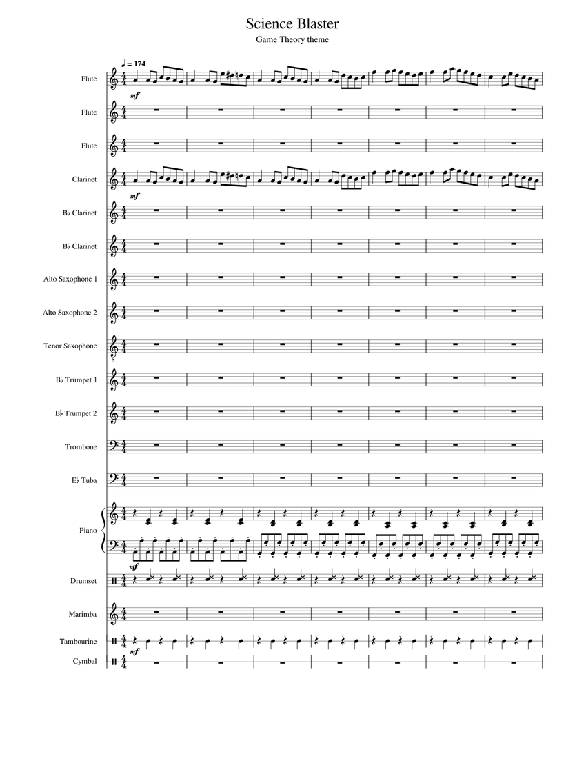 Science Blaster as a Concert Band Sheet music for Piano, Trombone, Tuba ...