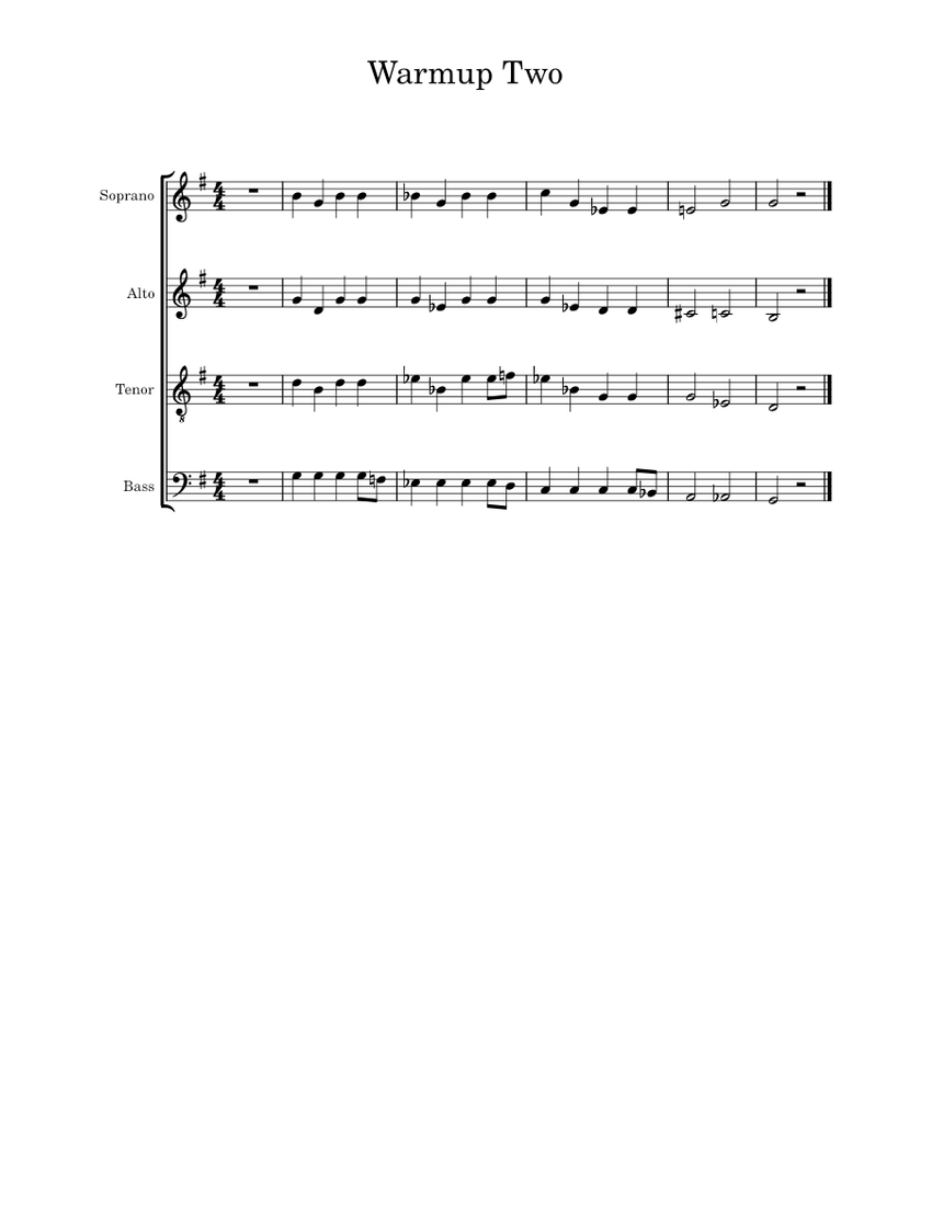 Warmup 2 Sheet music for Soprano, Alto, Tenor, Bass voice (Choral) | Musescore.com