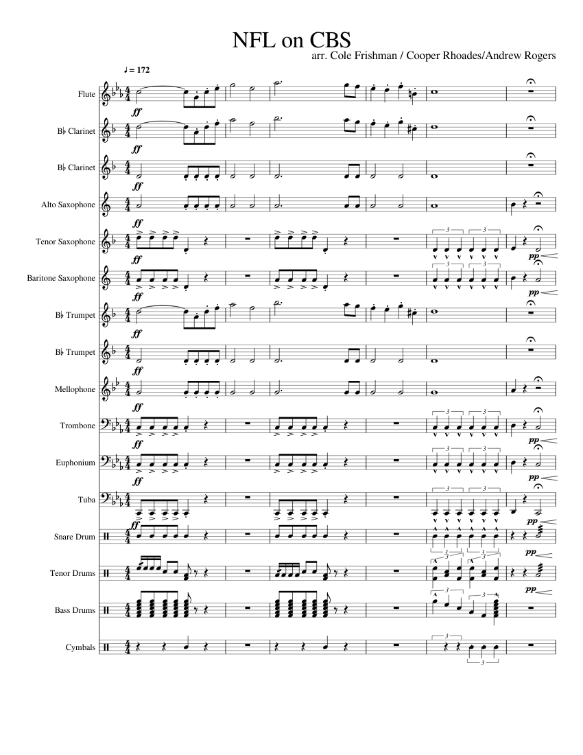 NFL on CBS (For marching band and percussion) Sheet music for Trombone ...
