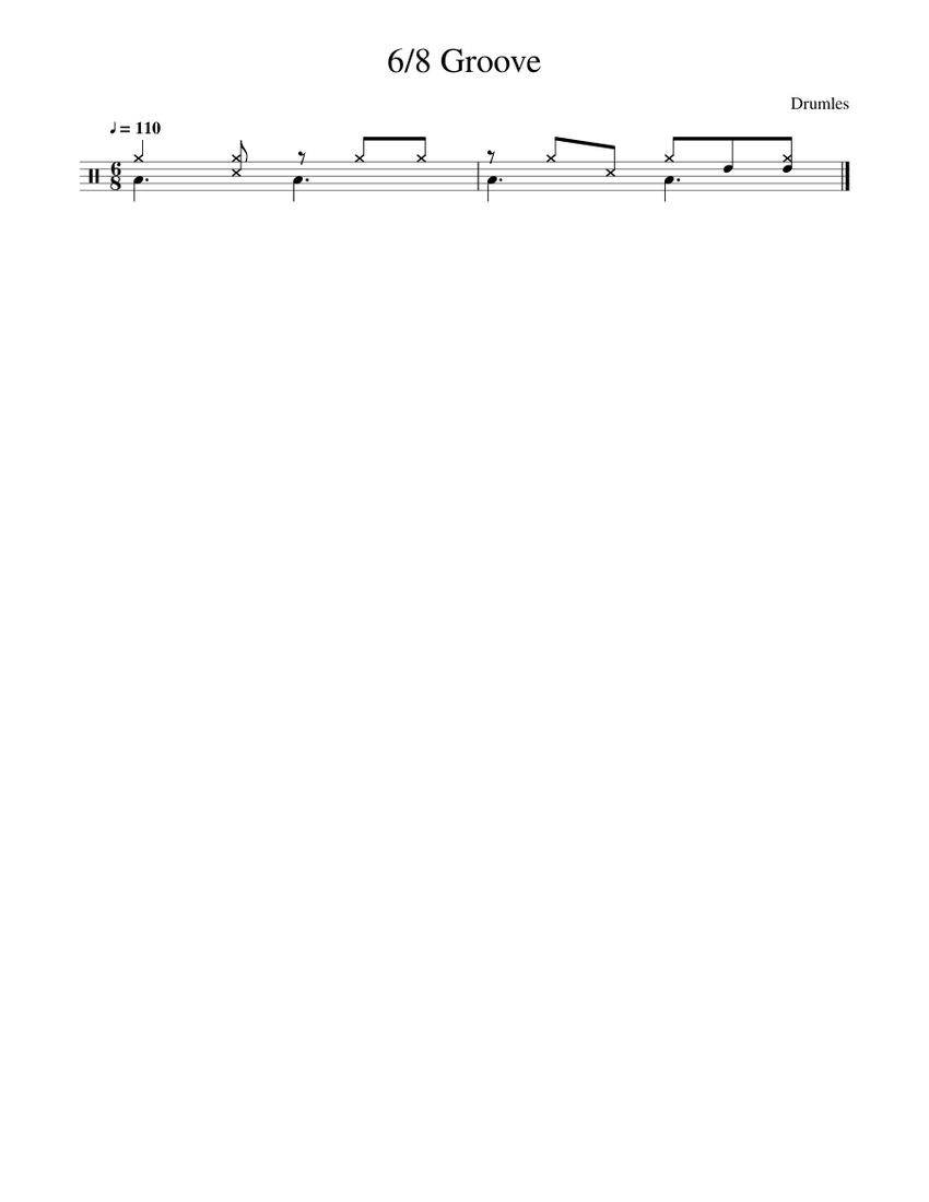 20171008 - 6/8 Groove Sheet music for Drum group (Solo) | Musescore.com