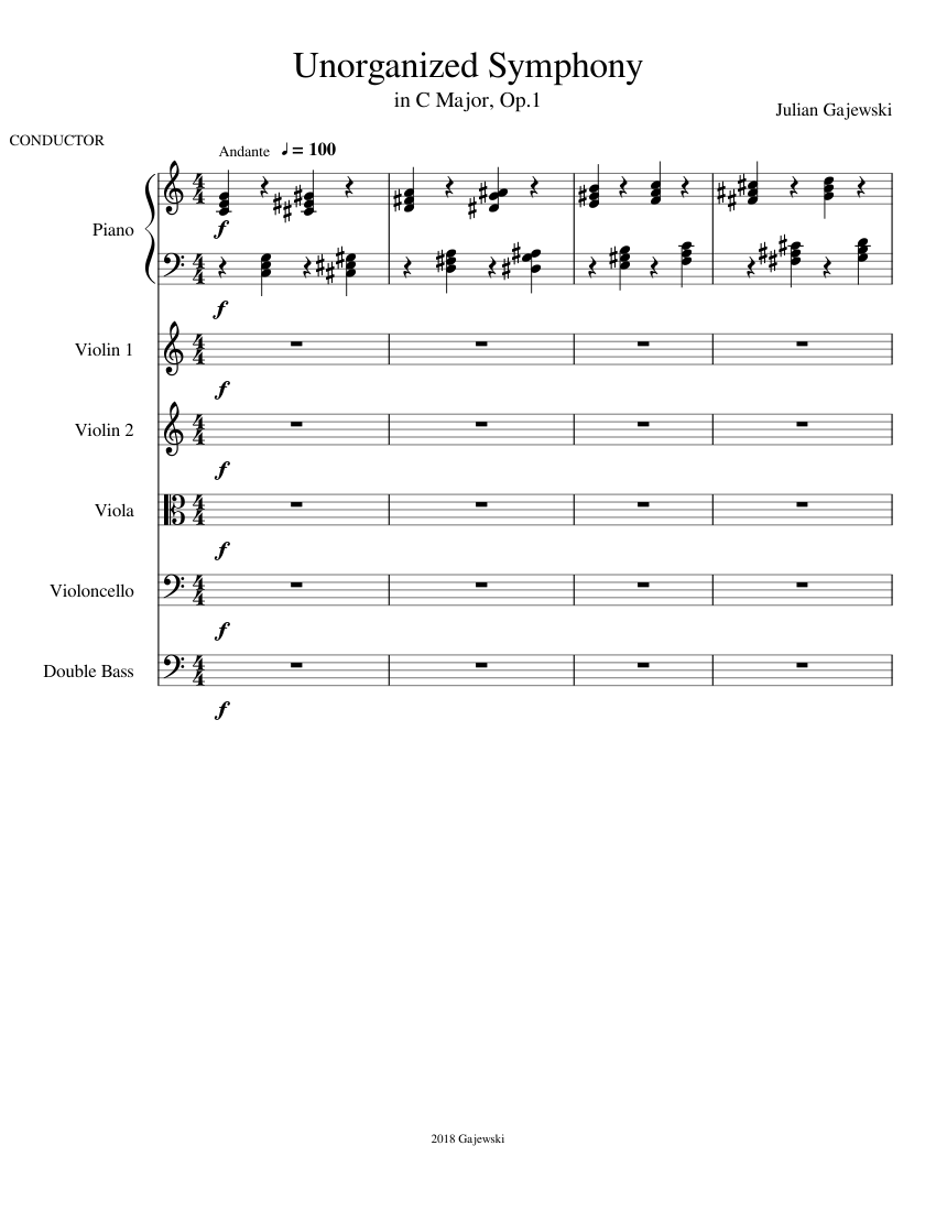 Unorganized Symphony Sheet music for Piano, Contrabass, Violin, Viola ...
