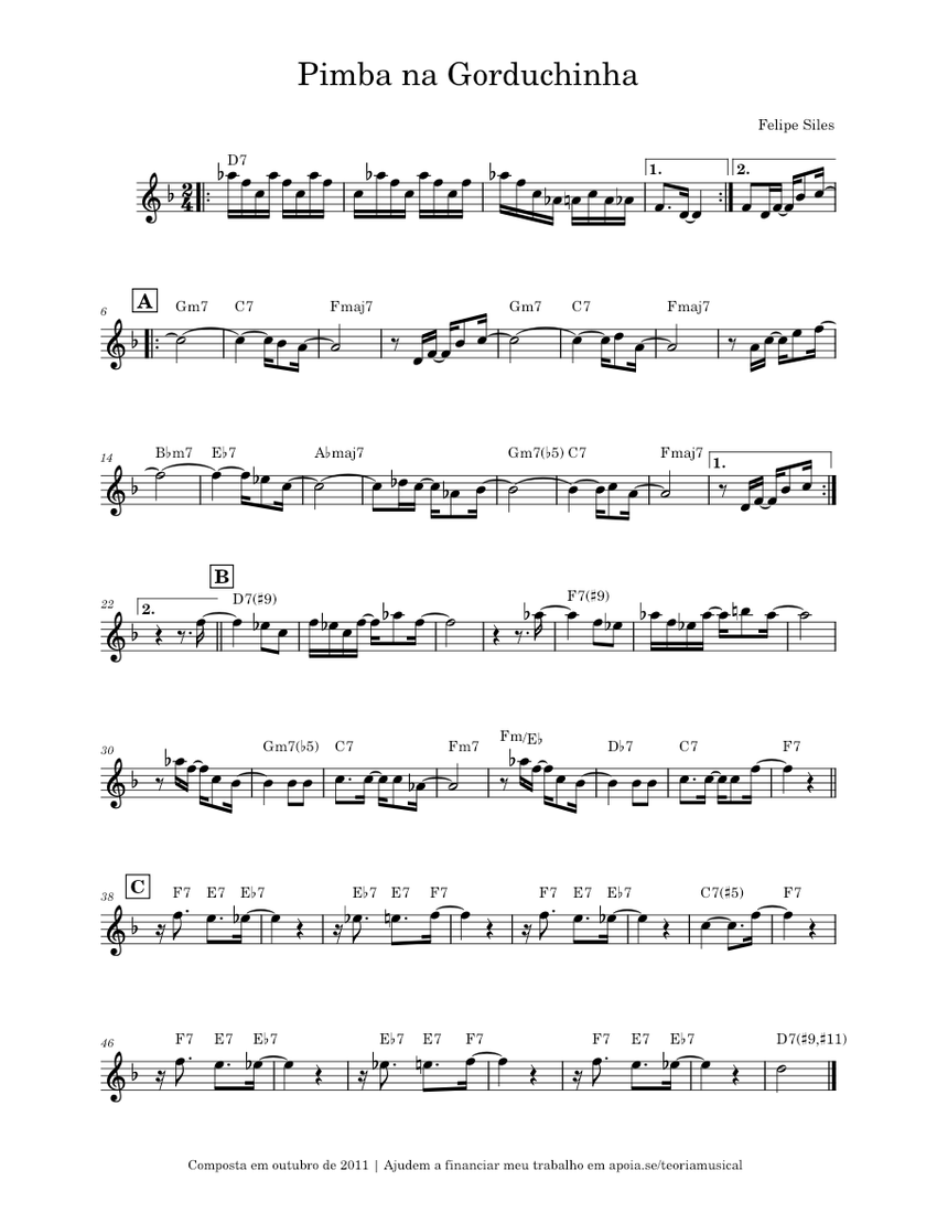 Pimba na Gorduchinha Sheet music for Piano (Solo) | Musescore.com