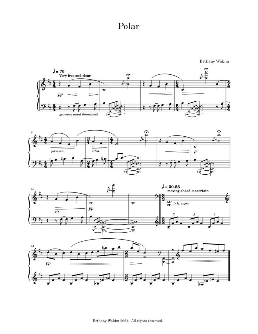 Polar **live audio recording** Sheet music for Piano (Solo) Easy ...