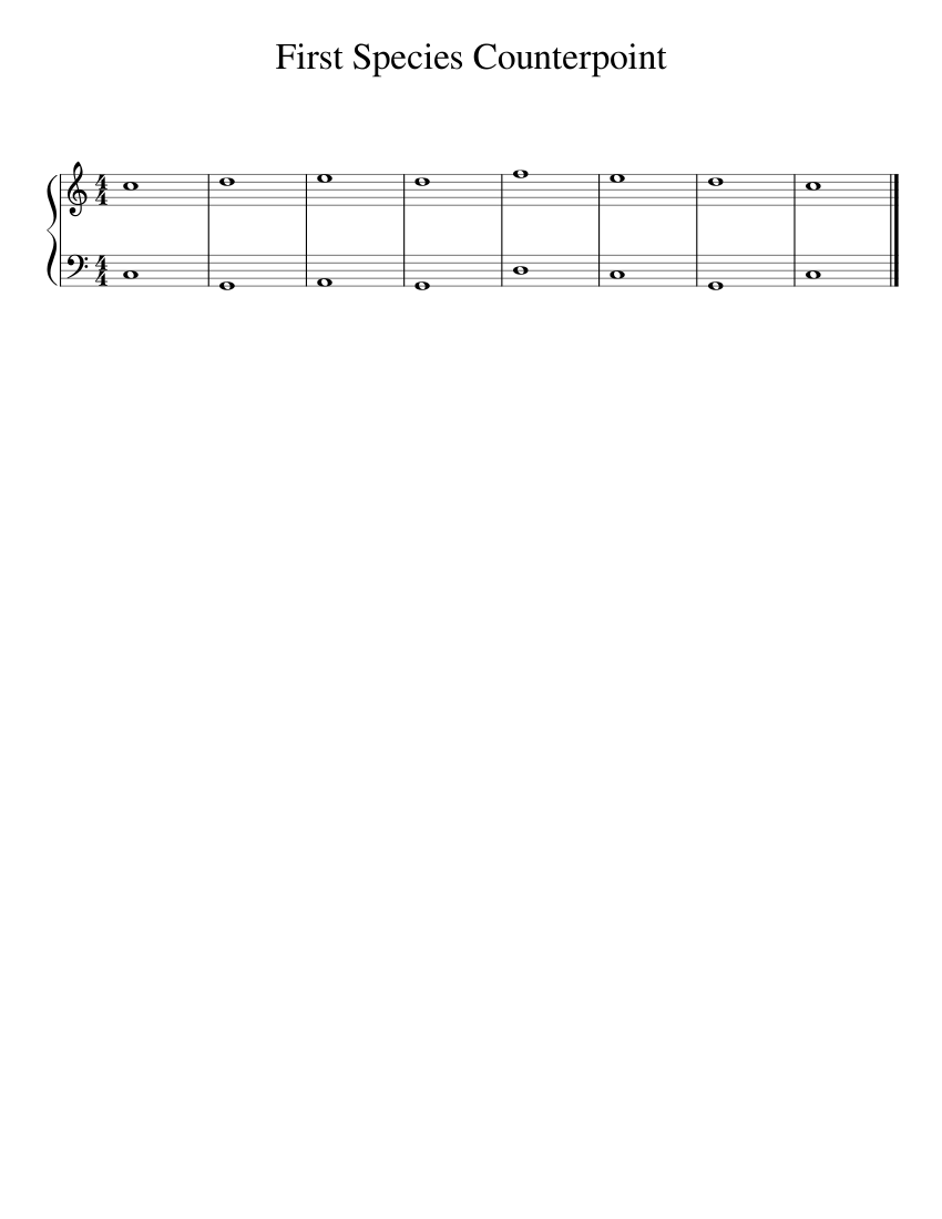First Species Counterpoint Sheet music for Piano (Solo) Easy ...