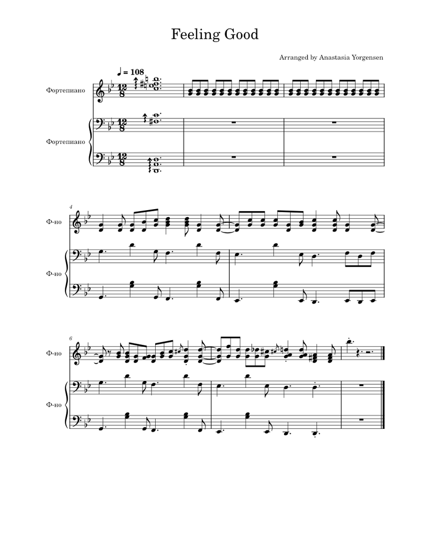 Feeling Good Sheet music for Piano (Piano Duo) | Musescore.com