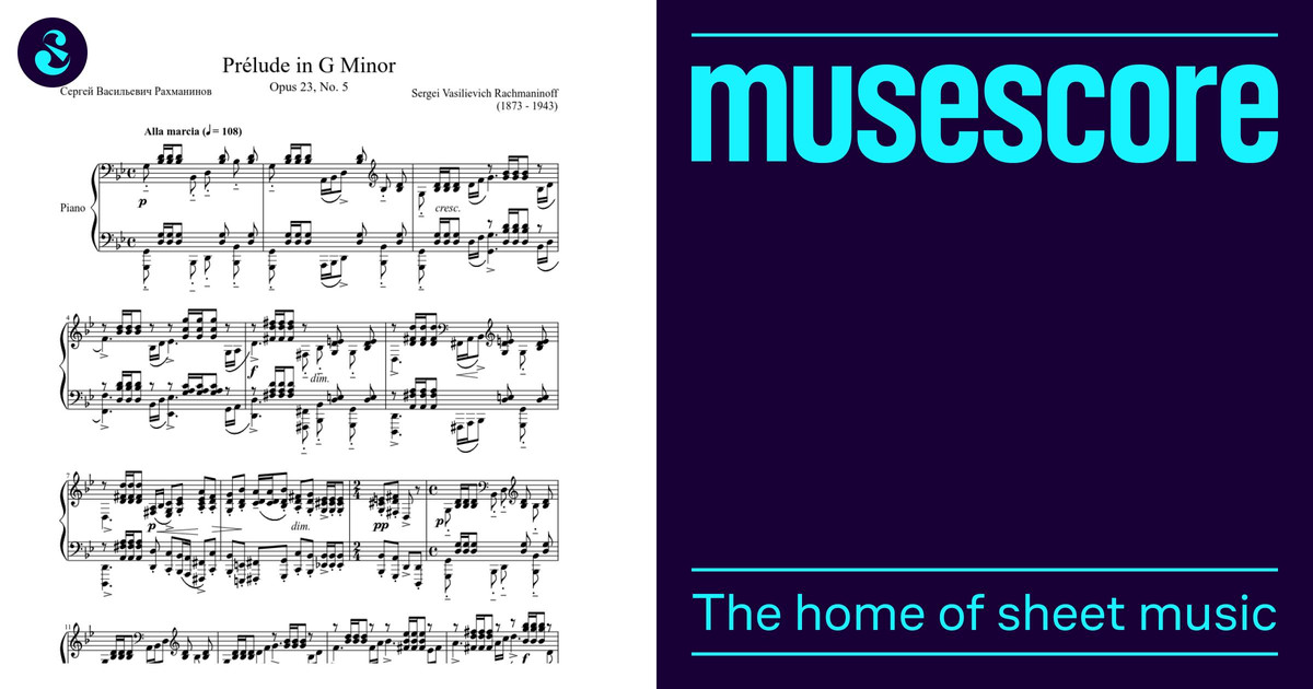 Prélude Opus 23 No. 5 in G Minor Sheet Music for Piano (Solo ...