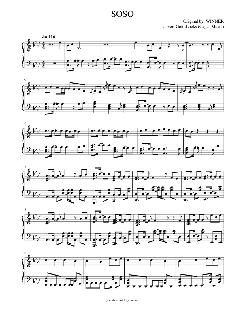 WINNER - SOSO (Piano cover) Sheet music for Piano (Solo) | Musescore.com