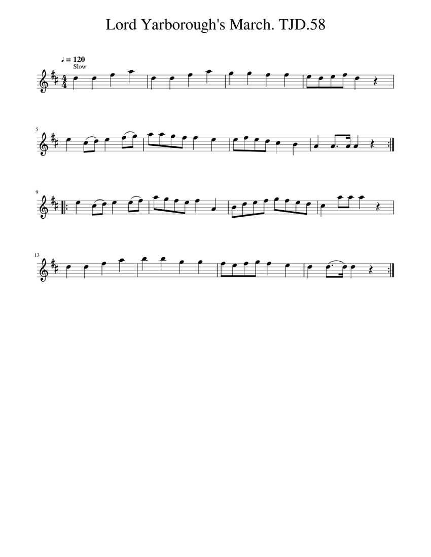 Lord Yarborough's March. TJD.58 Sheet music for Piano (Solo) Easy ...