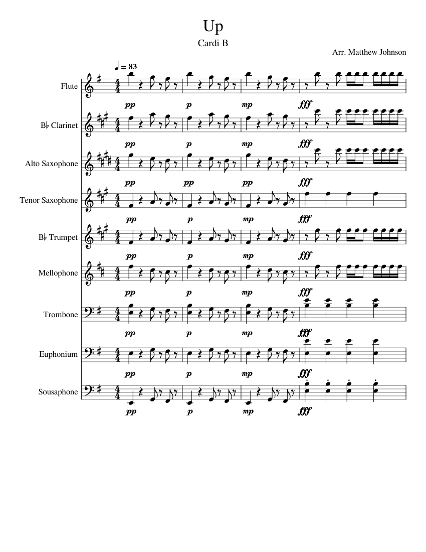 Up – Cardi B Sheet Music for Trombone, Euphonium, Mellophone, Flute ...
