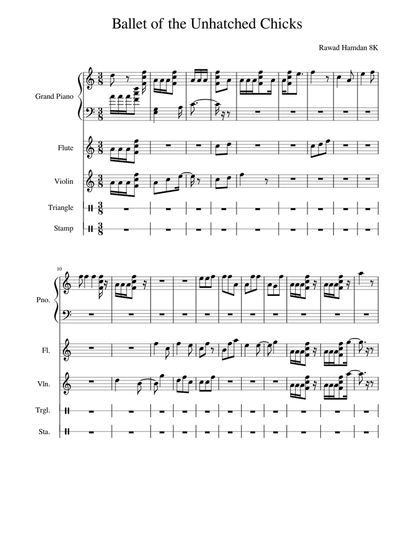 Ballet_of_the_Unhatched_Chicks Sheet Music for Piano, Flute, Violin ...