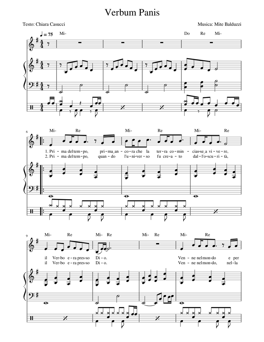 Verbum Panis – Mite Balduzzi, Chiara Casucci Sheet Music with Chords for Piano, Vocals, Drum ...